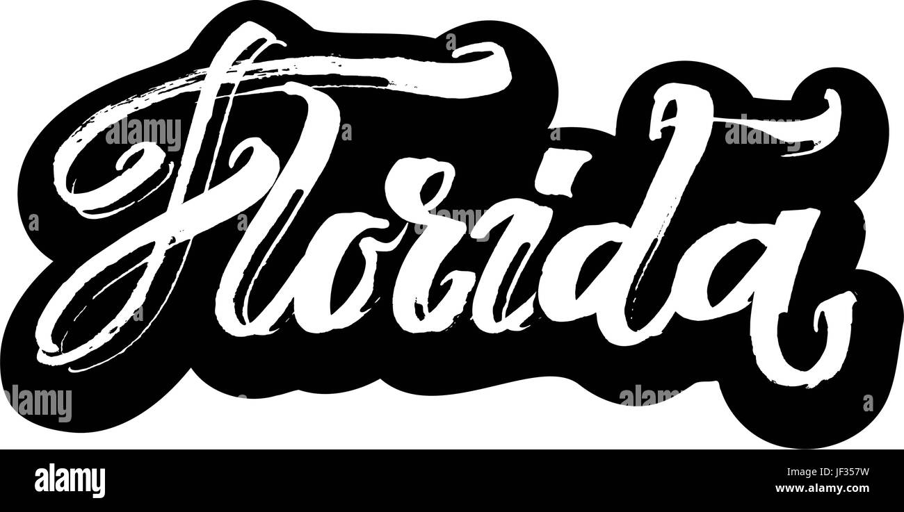 Florida. Sticker. Modern Calligraphy Hand Lettering for Serigraphy ...