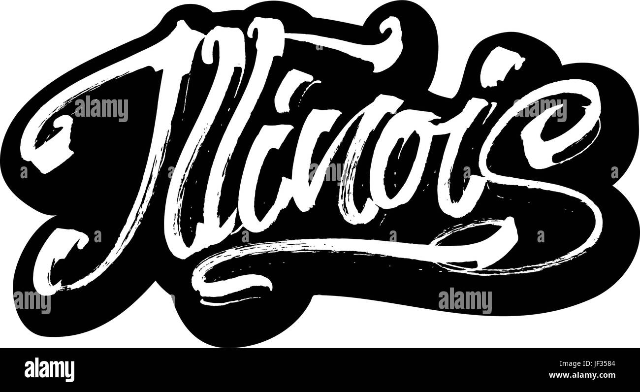 Illinois. Sticker. Modern Calligraphy Hand Lettering for Serigraphy ...
