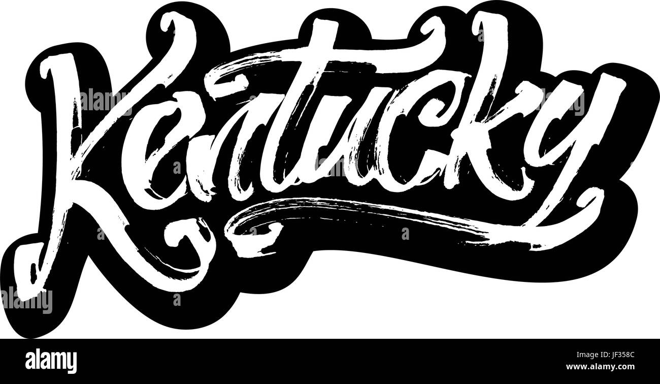Kentucky. Sticker. Modern Calligraphy Hand Lettering for Serigraphy ...
