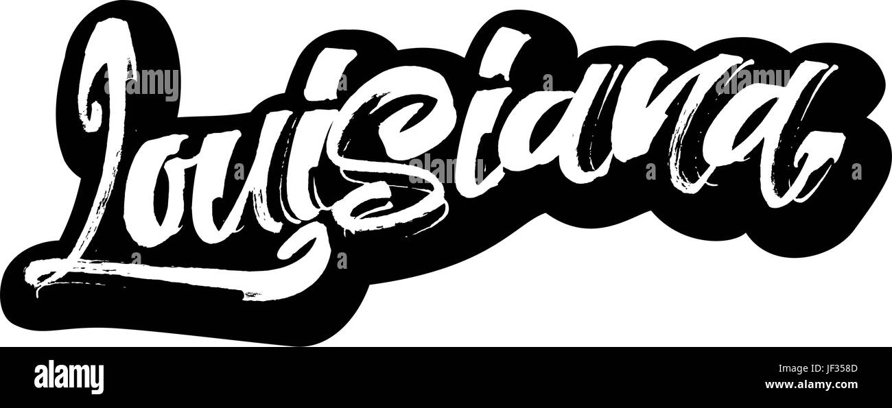 Louisiana. Sticker. Modern Calligraphy Hand Lettering for Serigraphy ...