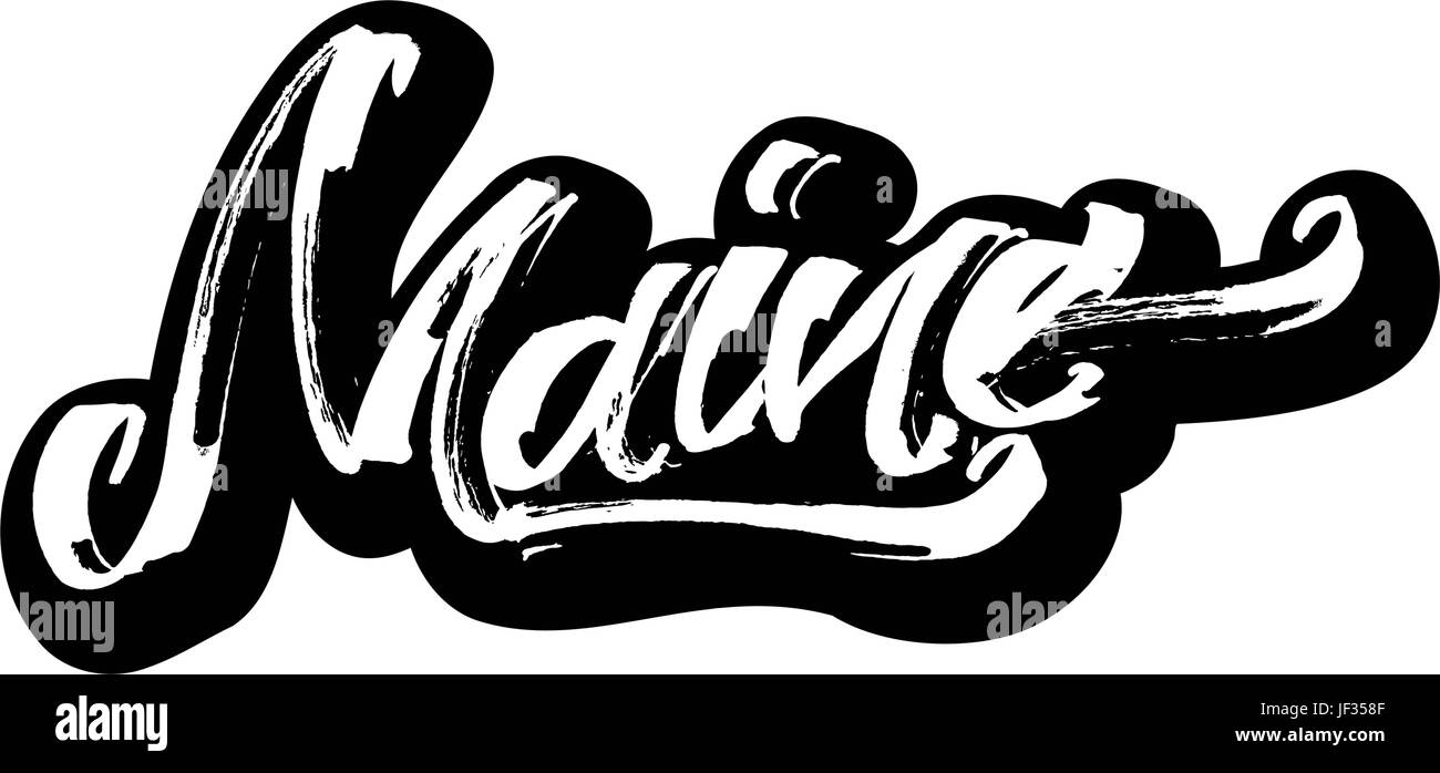 Maine. Sticker. Modern Calligraphy Hand Lettering for Serigraphy Print ...
