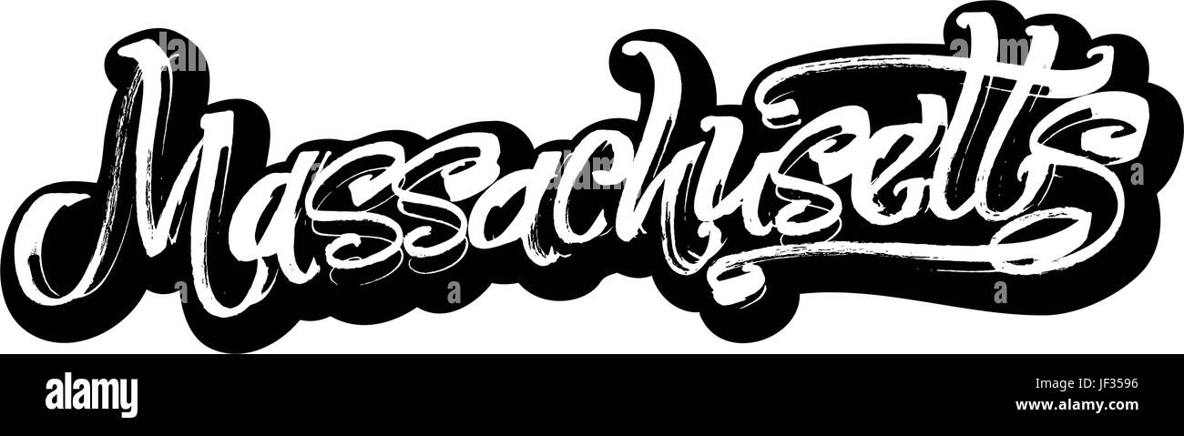 Massachusetts Sticker Modern Calligraphy Hand Lettering For