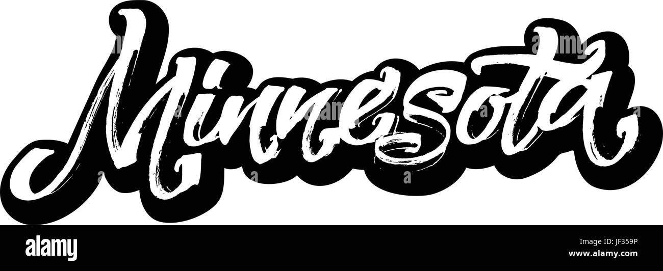 Minnesota. Sticker. Modern Calligraphy Hand Lettering for Serigraphy ...