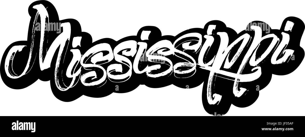 Mississippi. Sticker. Modern Calligraphy Hand Lettering for Serigraphy ...