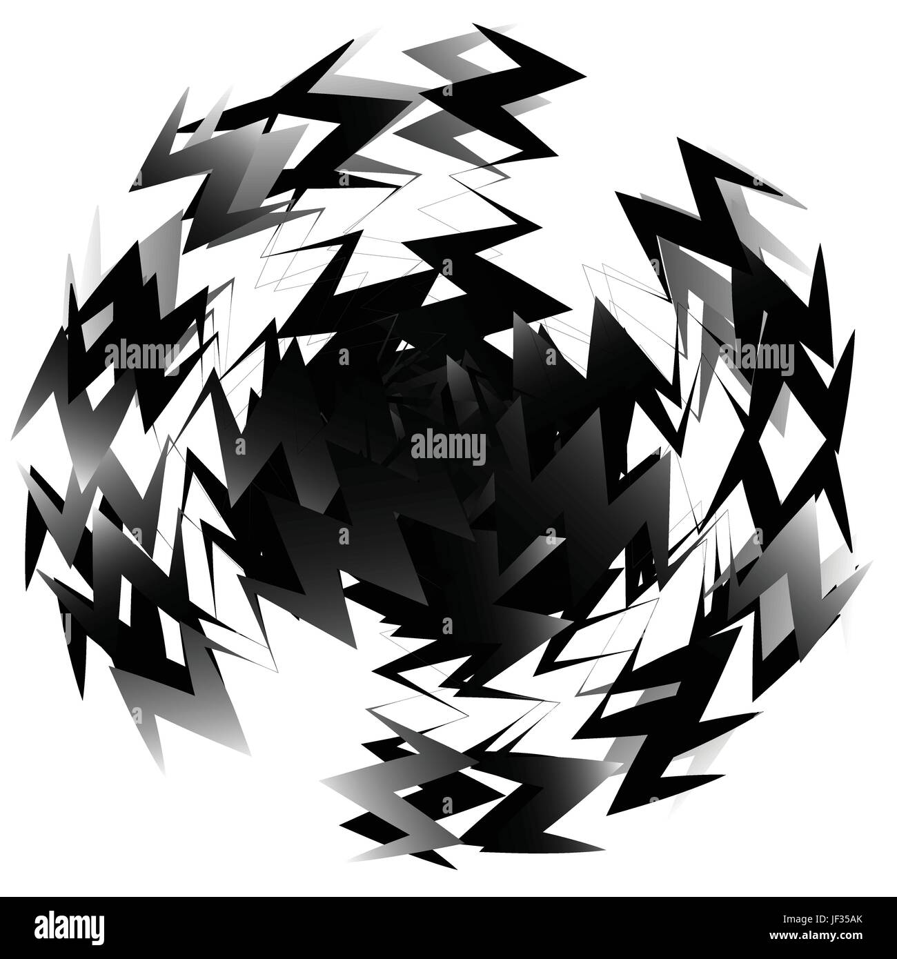 Geometric circle element made of overlapping edgy shapes. Abstract ...
