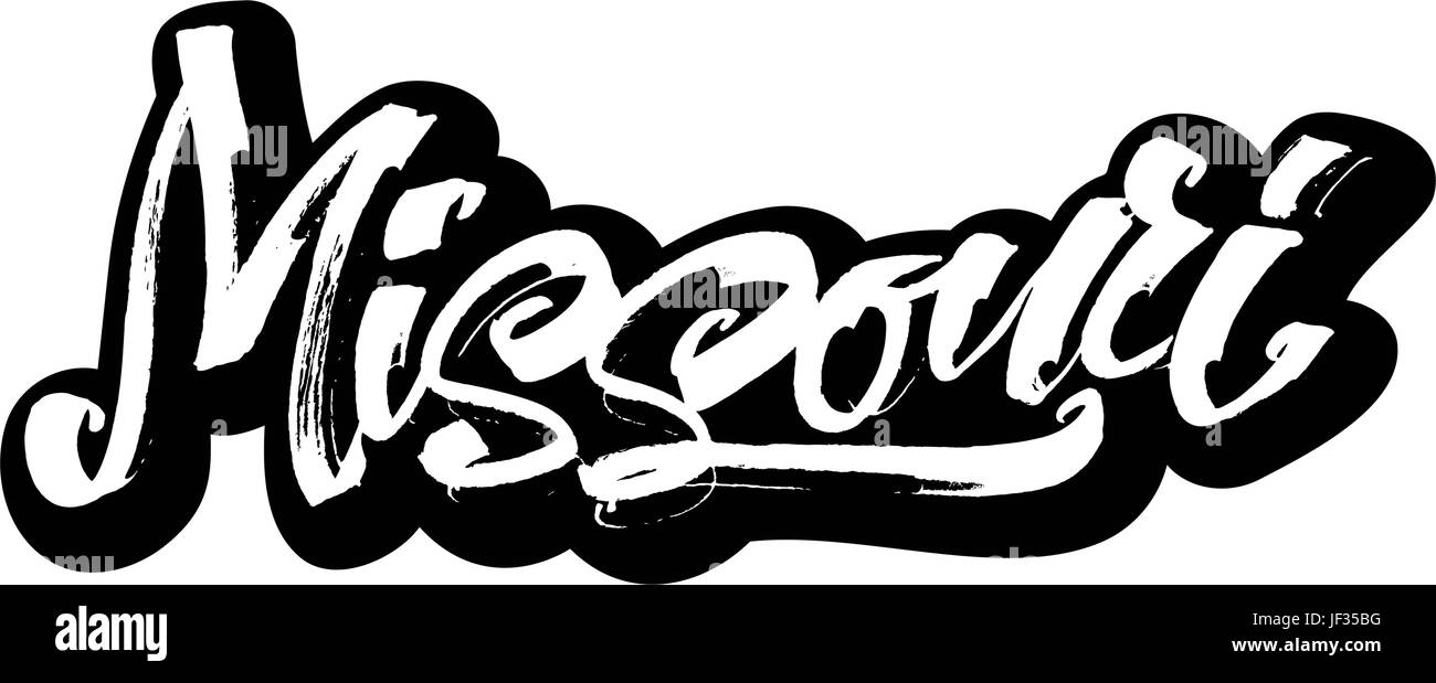 Missouri. Sticker. Modern Calligraphy Hand Lettering for Serigraphy ...