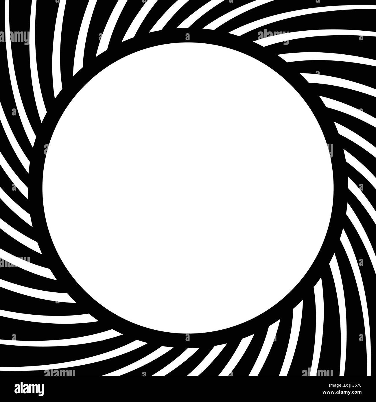 Circular geometric element of radial spokes, lines. Abstract black and ...
