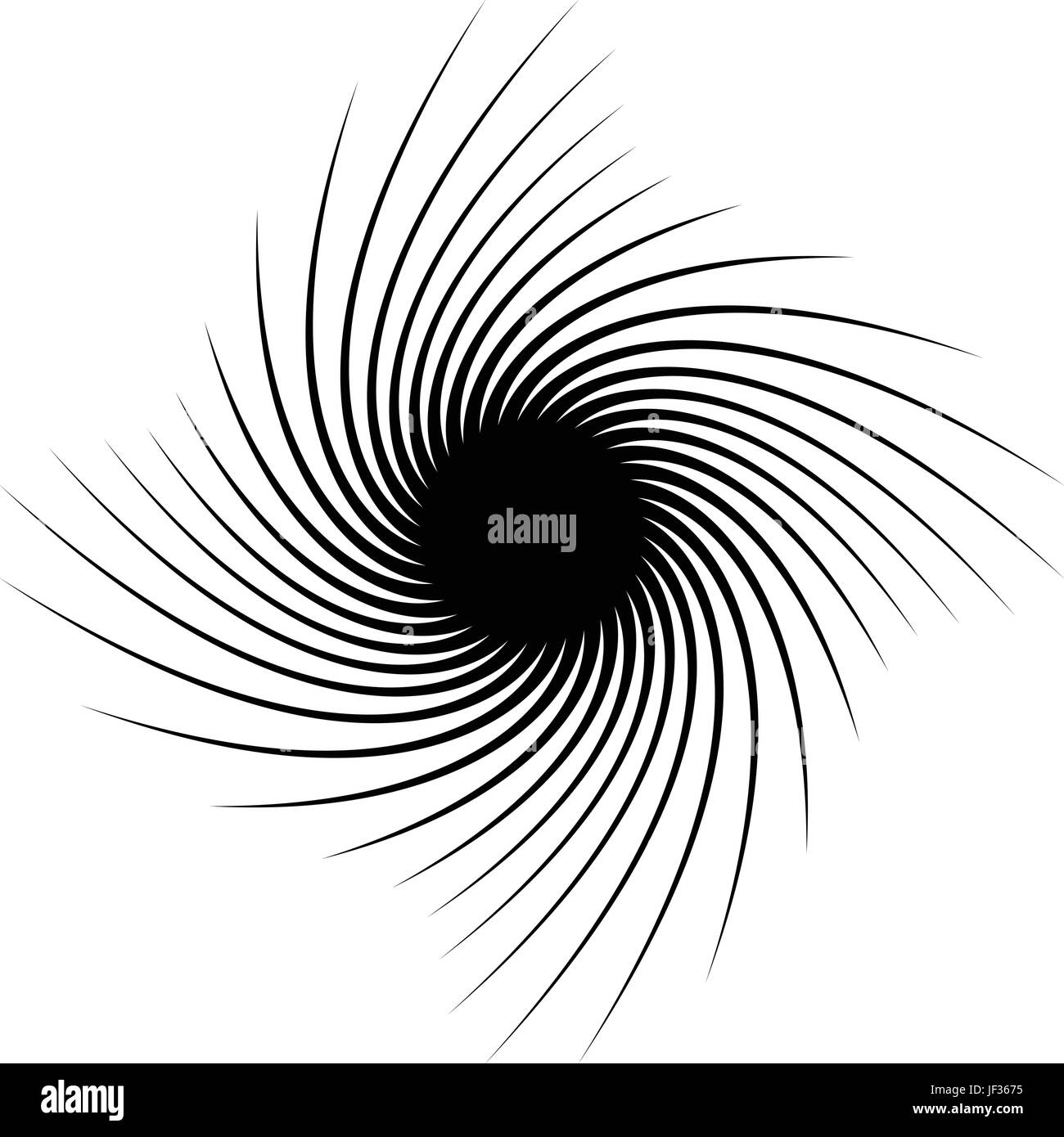 Circular geometric element of radial spokes, lines. Abstract black and ...