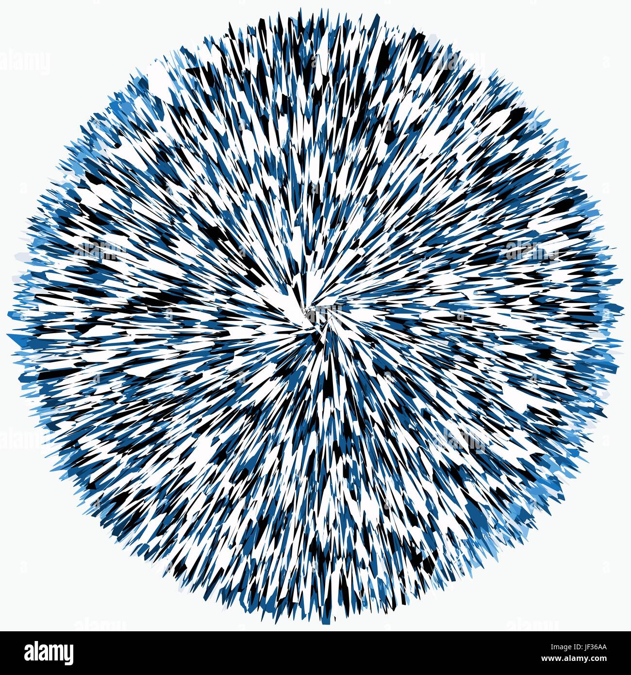 Abstract skein-like tangled circle. Round shape with overlapping radial ...