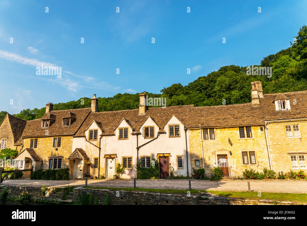 old English town and beautiful historic buildings, old street ...