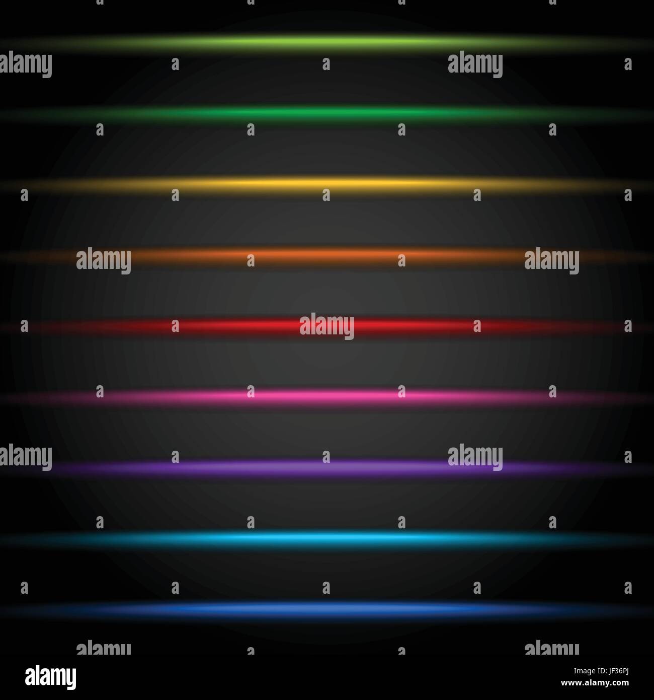 Horizontal light streak effect in several colors. Colorful beams, rays ...