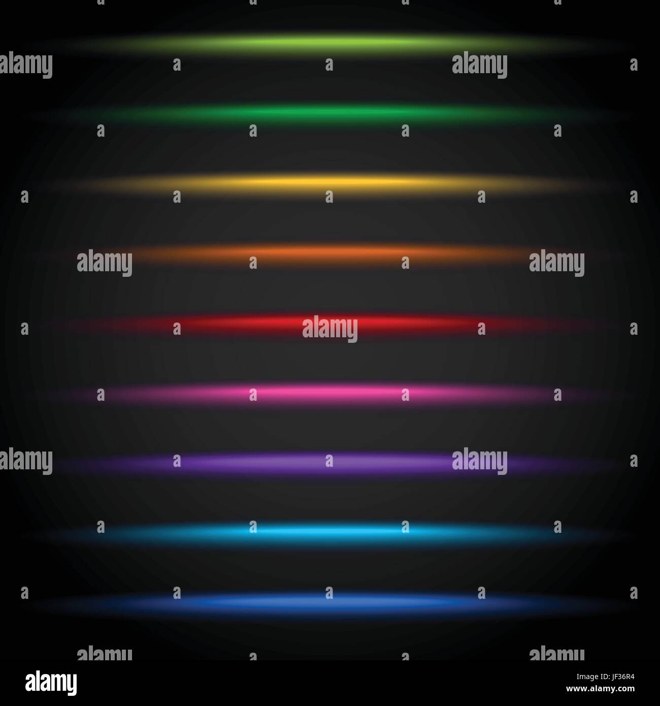 Horizontal light streak effect in several colors. Colorful beams, rays ...