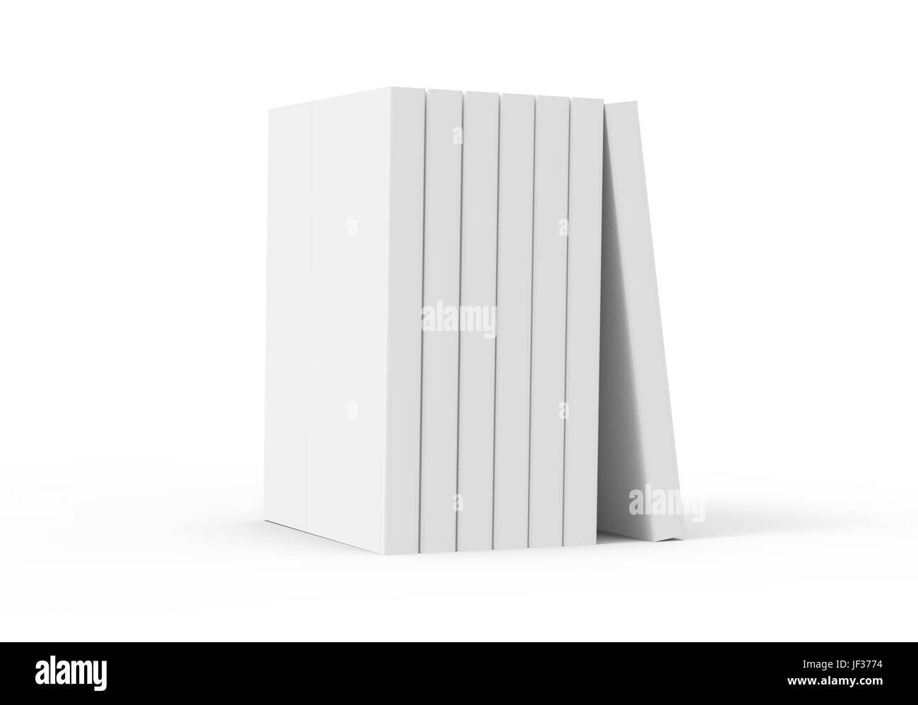 six 3d rendering right tilt blank books placed together and a book ...