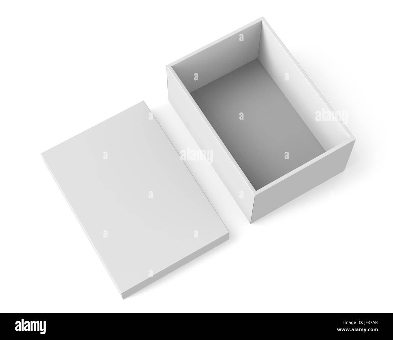 3d rendering blank right tilt open paper box with separate lid on the ...