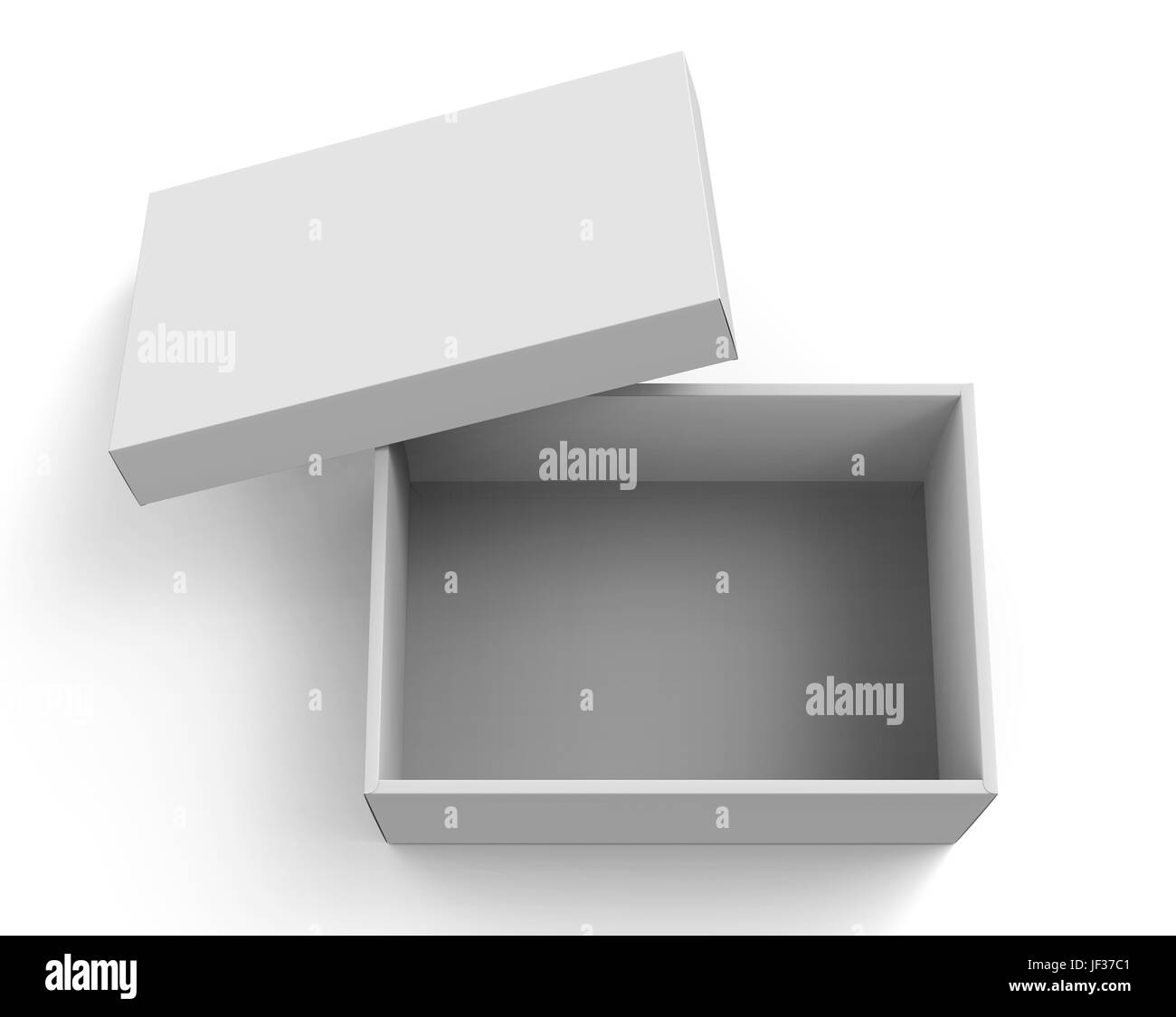 3d rendering blank open paper box with leaning lid for design use ...