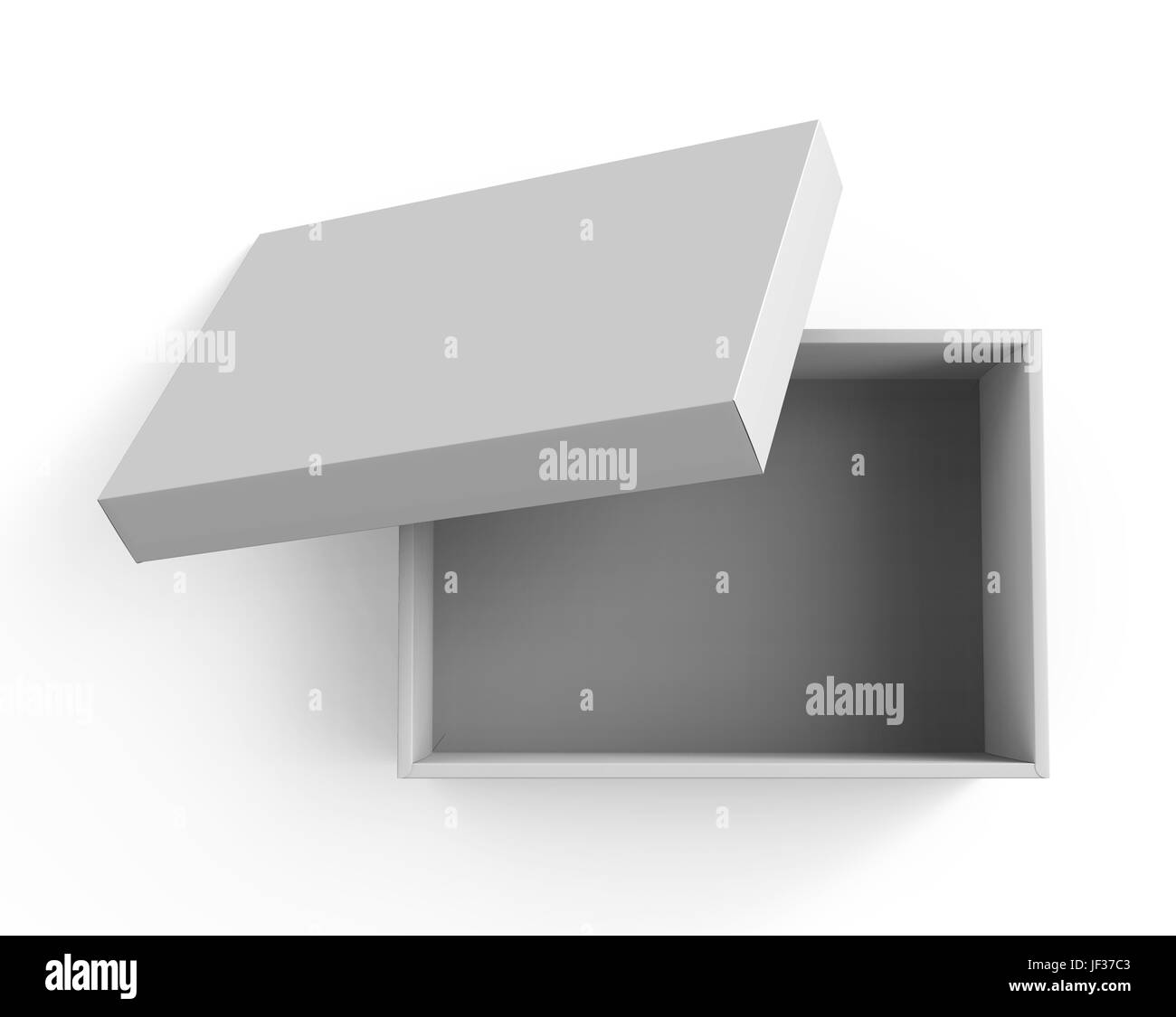 3d rendering blank open paper box with leaning lid for design use ...