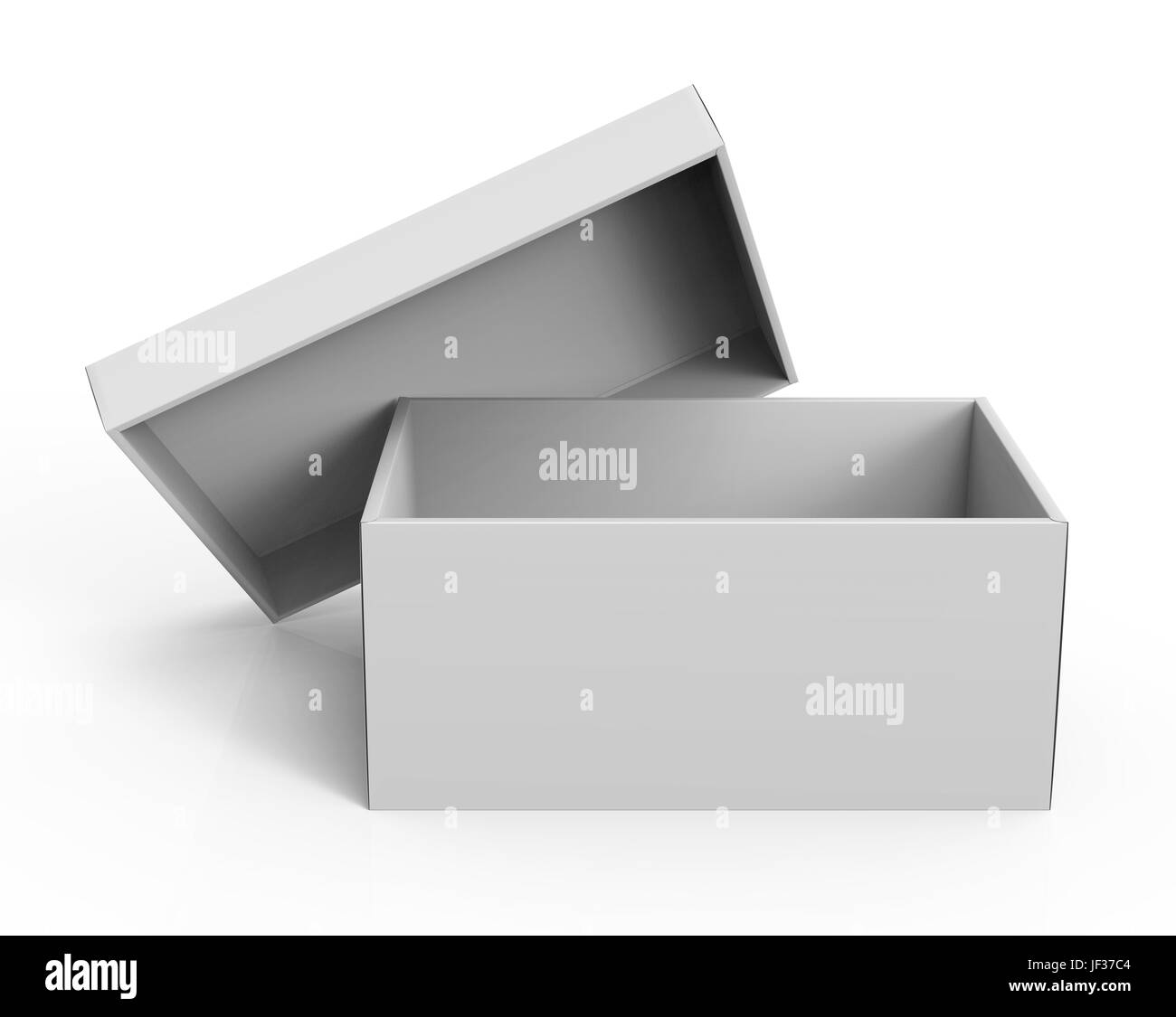 3d rendering blank open paper box with leaning lid for design use ...