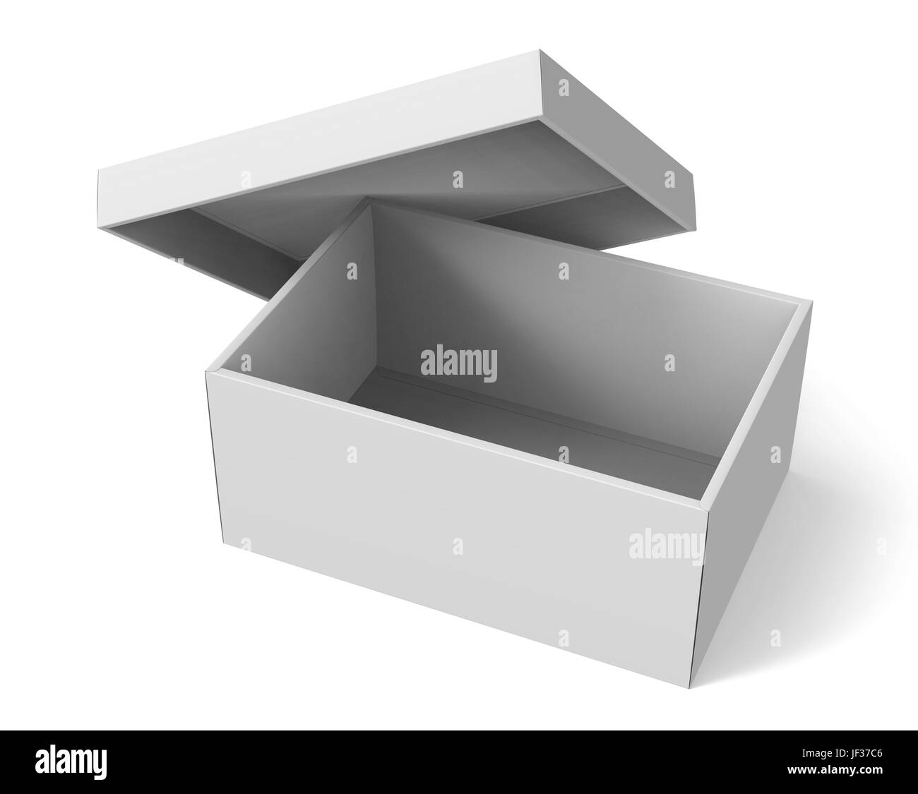 3d rendering blank right tilt open paper box with leaning lid for ...
