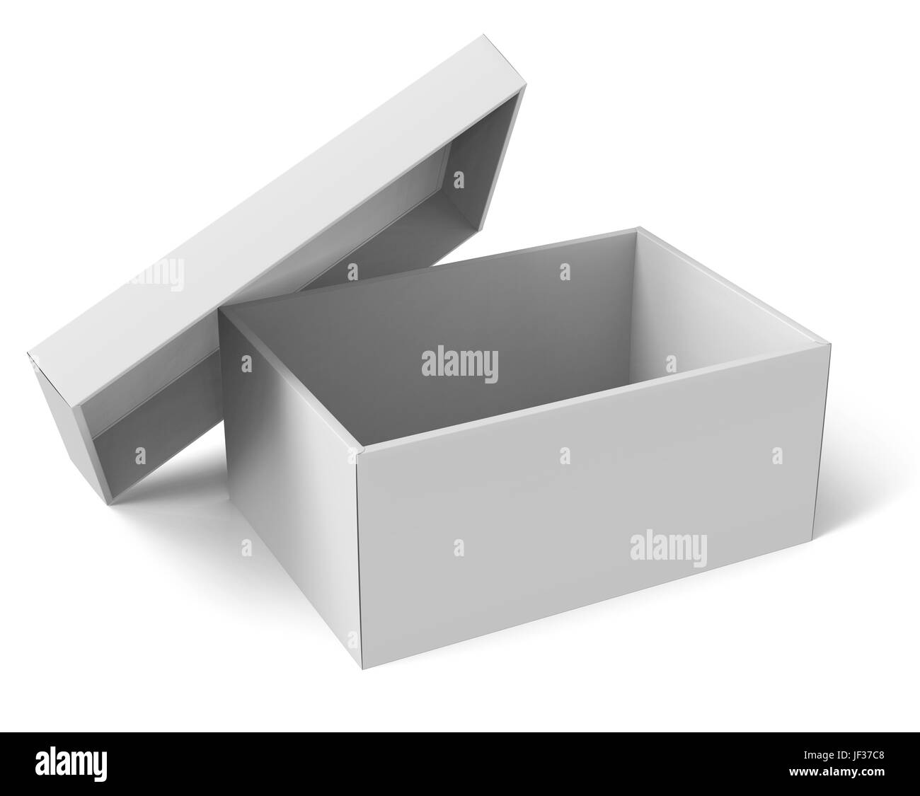 3d rendering blank left tilt open paper box with leaning lid for design ...