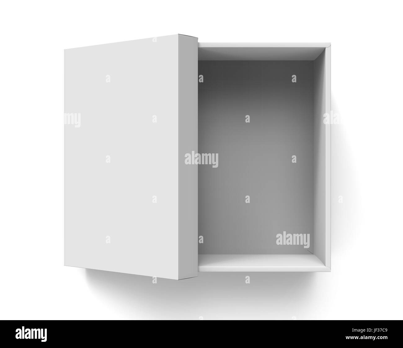 3d rendering blank open paper box with leaning lid for design use ...