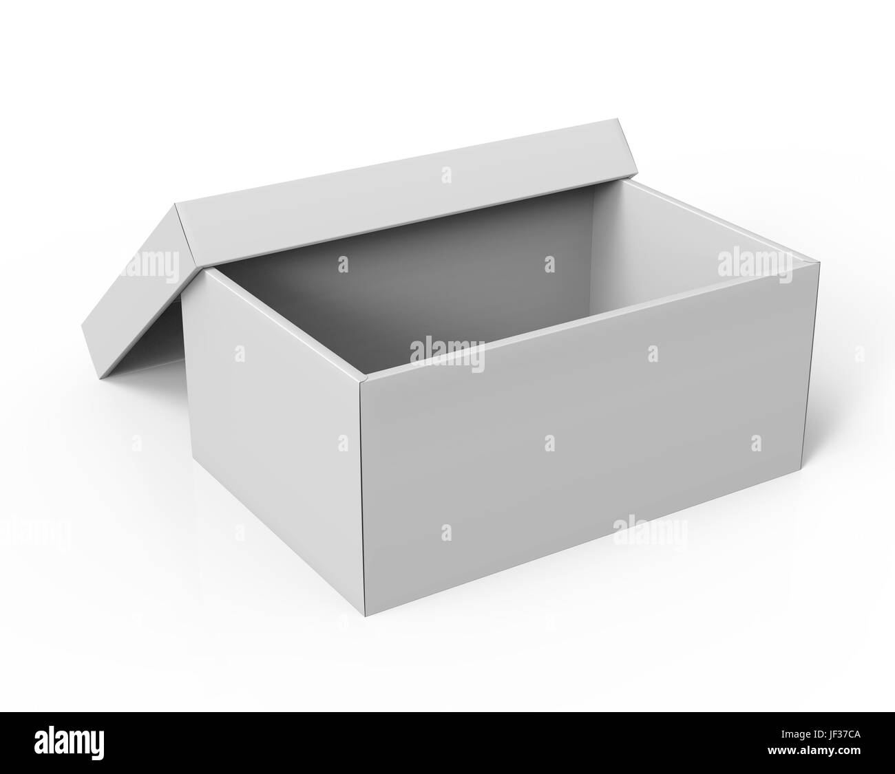 3d rendering blank left tilt open paper box with leaning lid for design ...