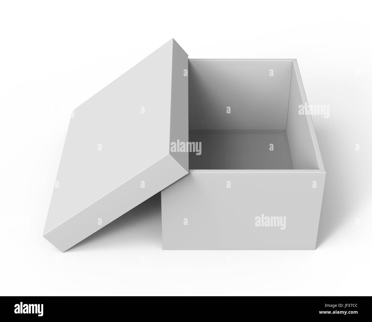 3d rendering blank open paper box with leaning lid for design use ...