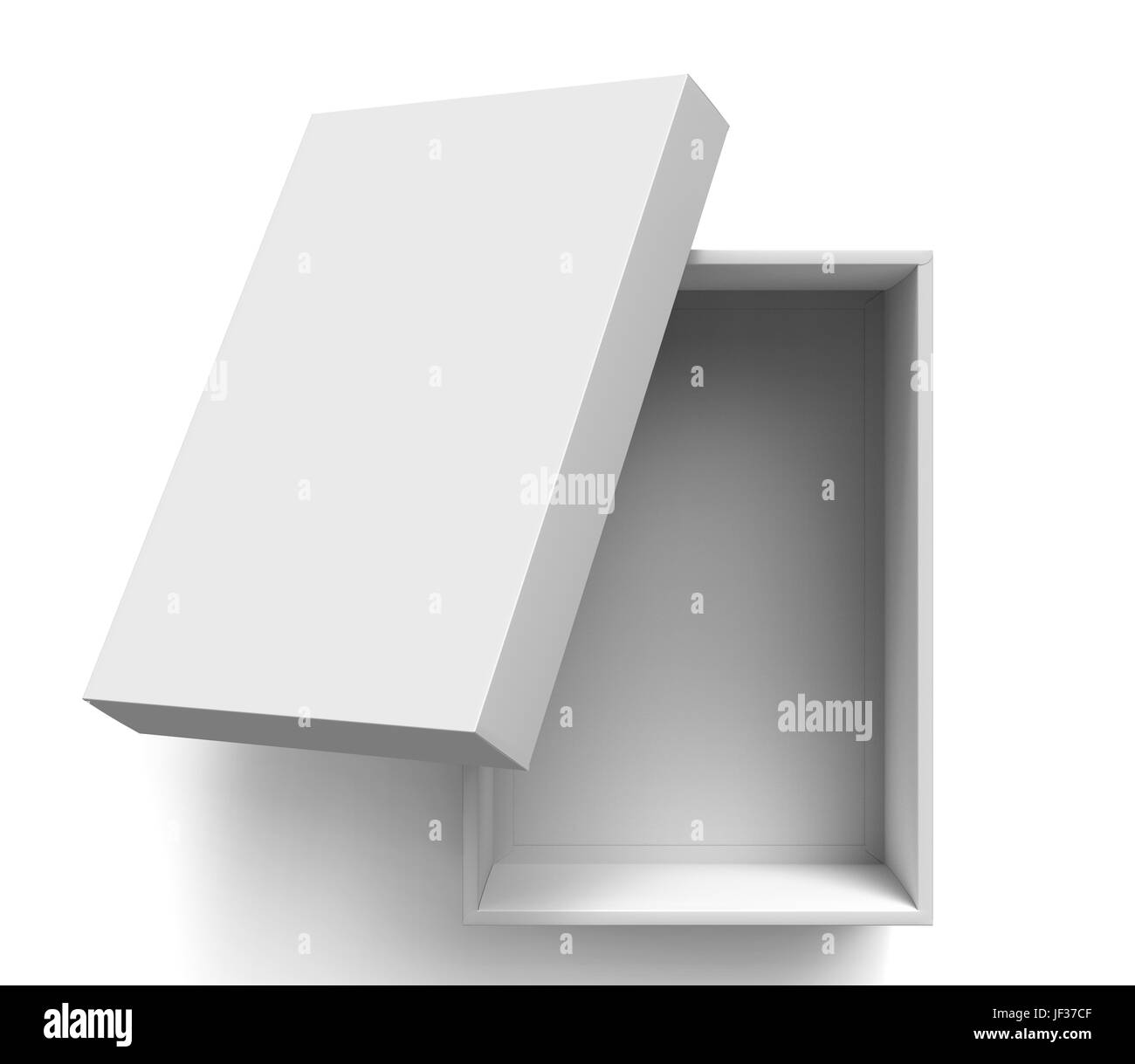 3d rendering blank open paper box with leaning lid for design use ...