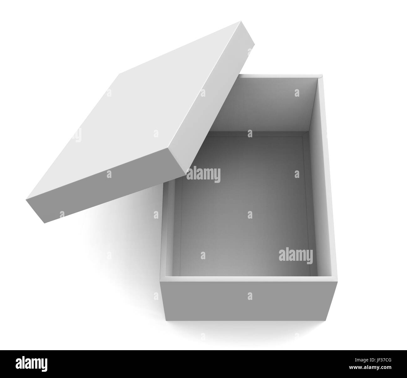 3d rendering blank open paper box with slanting lid for design use ...