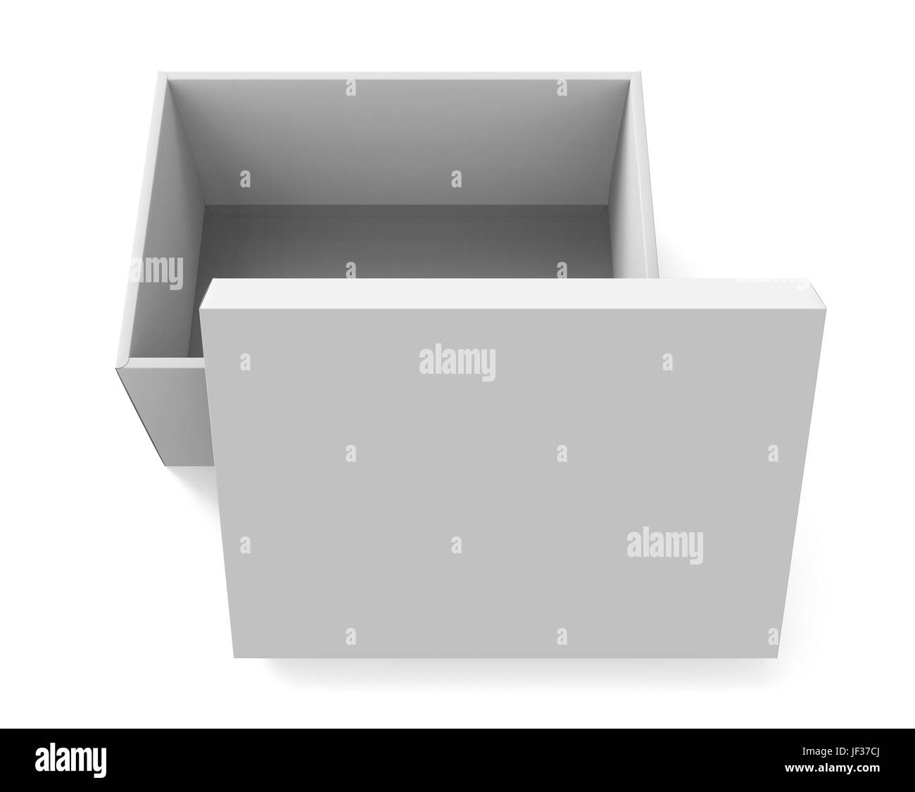 3d rendering blank open paper box with leaning lid for design use ...