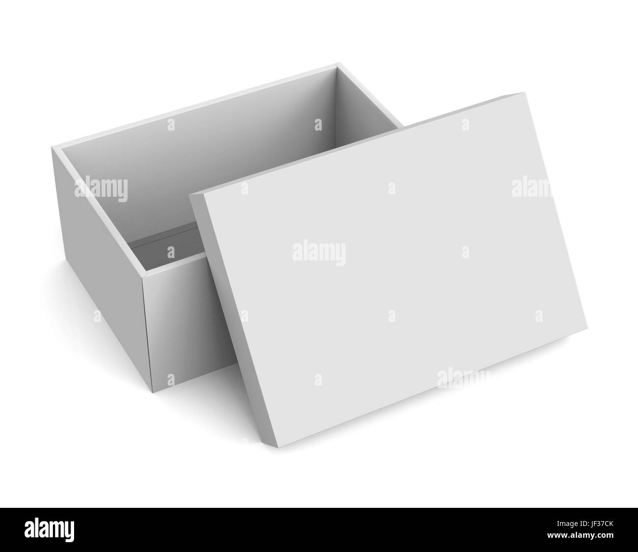 3d rendering blank left tilt open paper box with leaning lid for design ...