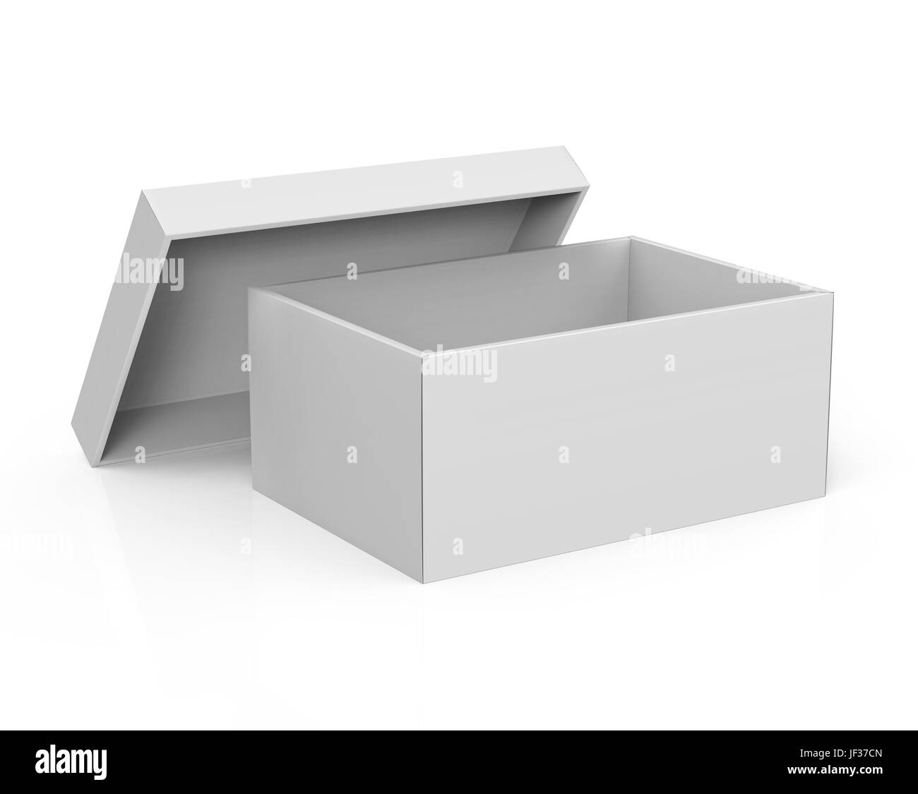 3d rendering blank left tilt open paper box with leaning lid for design ...