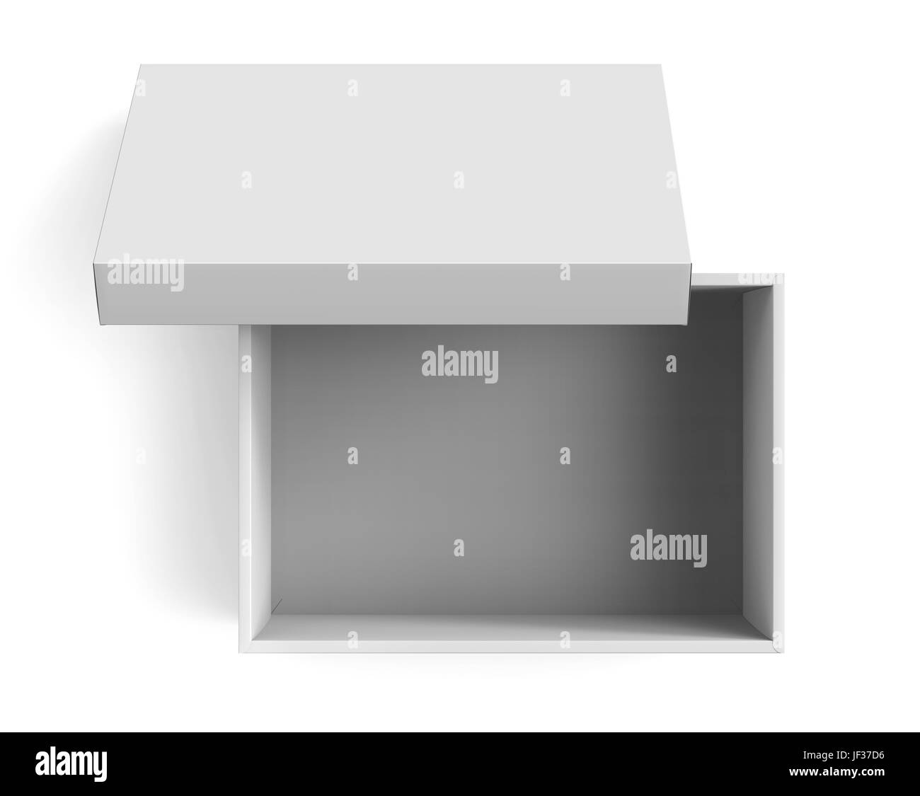 3d rendering blank open paper box with leaning lid for design use ...