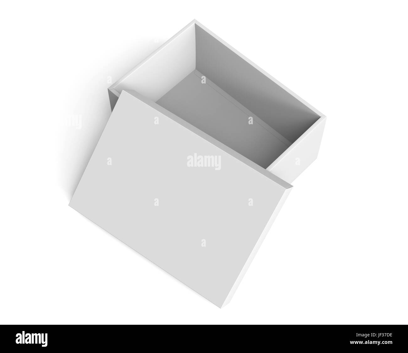 3d rendering blank right tilt open paper box with leaning lid for ...