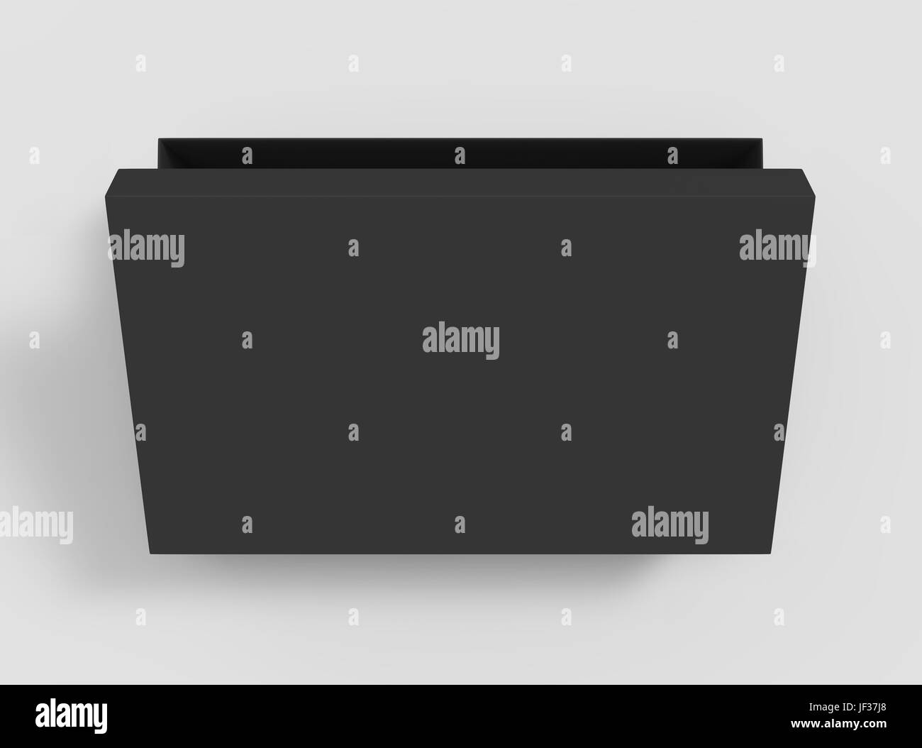3d rendering black blank slightly open box with lid, isolated light ...