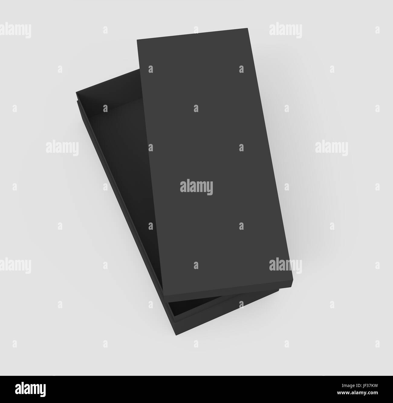 3d rendering black right tilt blank slightly open box with lid ...