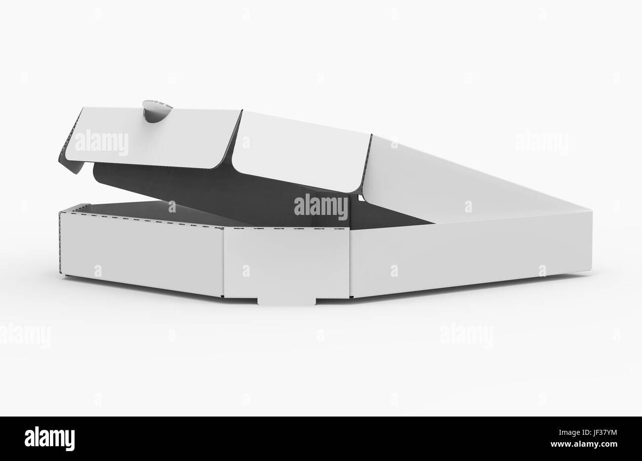 3d rendering white blank left tilt slightly open pizza box, isolated ...
