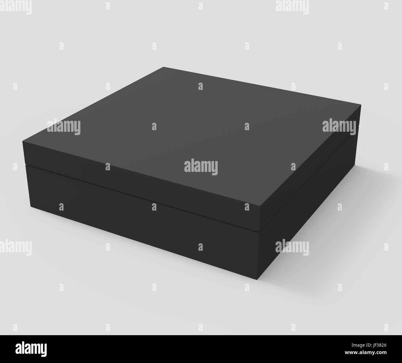 black blank spun closed paper box with lid, isolated gray background ...