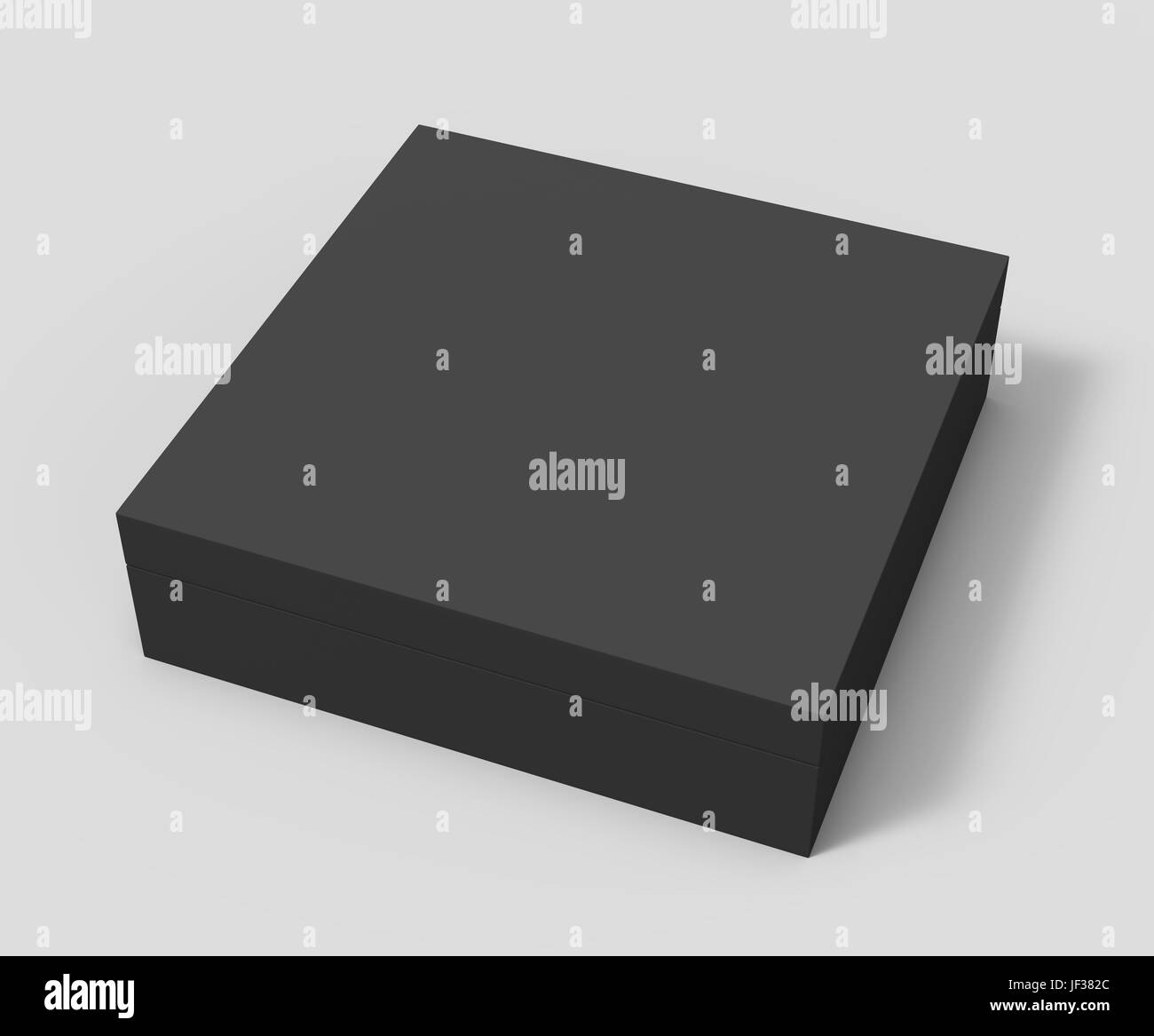 black blank spun closed paper box with lid, isolated gray background ...