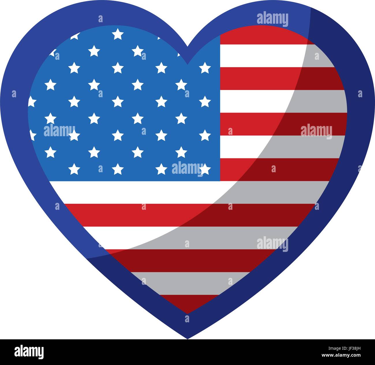 usa country flag in heart shape icon over white background vector ...