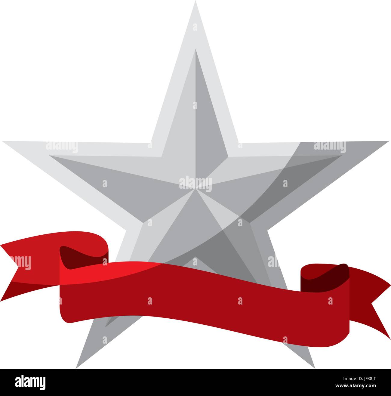 star with decorative ribbon icon over white background vector ...