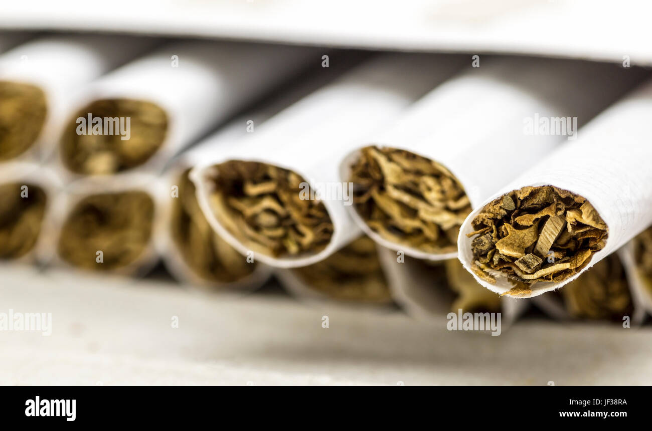 The open pack of cigarettes without filter closeup Stock Photo - Alamy