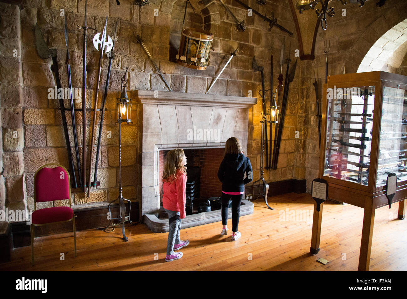 The Armoury at Bamburgh Castle, Northumberland, England, UK Stock Photo ...