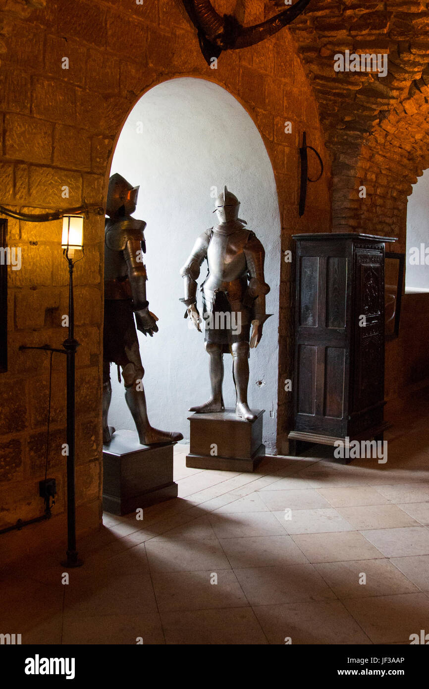 The Armoury at Bamburgh Castle, Northumberland, England, UK Stock Photo ...
