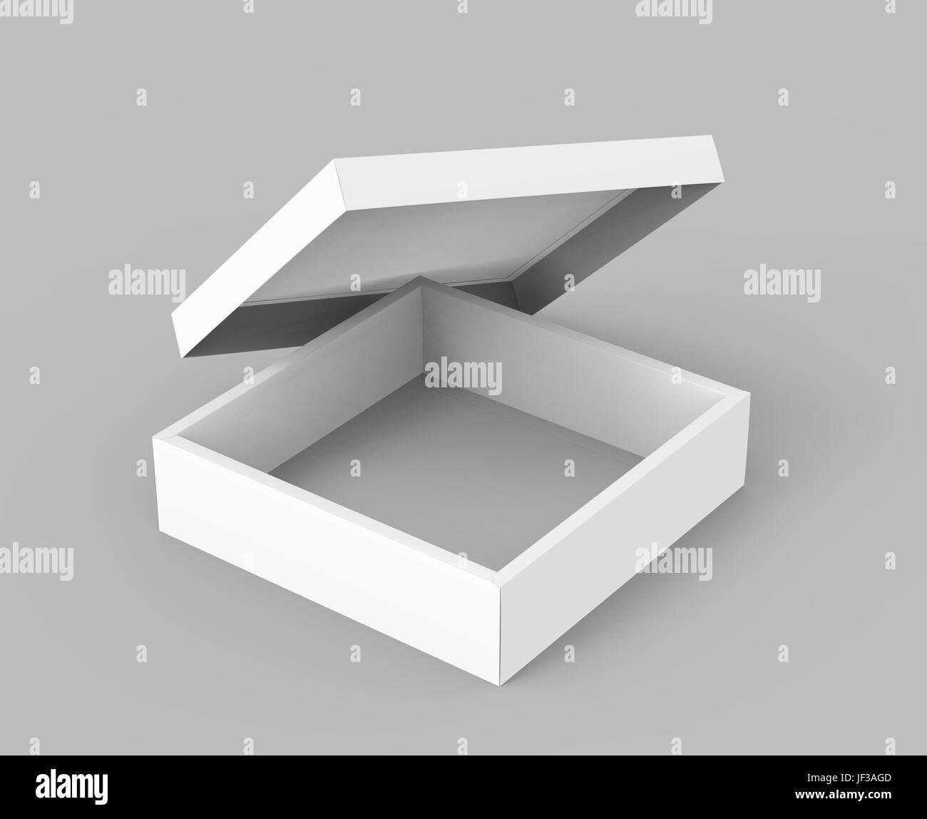 blank right tilt flat 3d rendering half open spun white square box with ...
