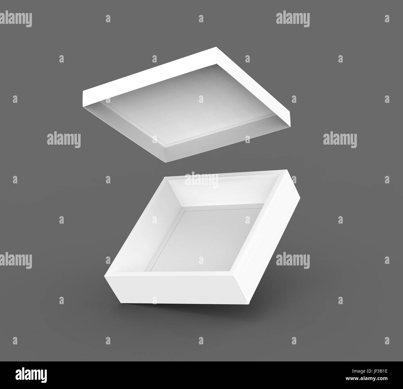 blank left tilt open flat 3d rendering slanting white square box with ...