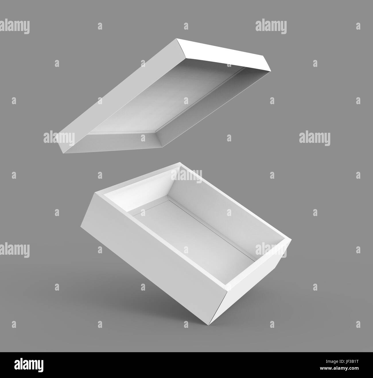 blank right tilt open flat 3d rendering slanting white square box with ...