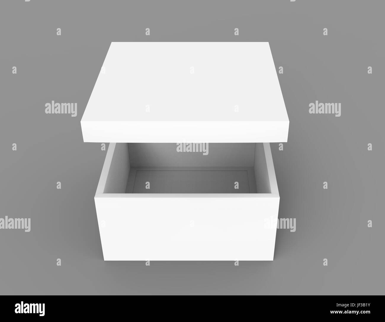 blank 3d rendering slightly open box with floating separate lid ...