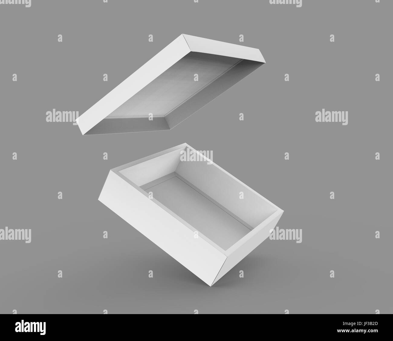 blank right tilt open flat 3d rendering slanting white square box with ...
