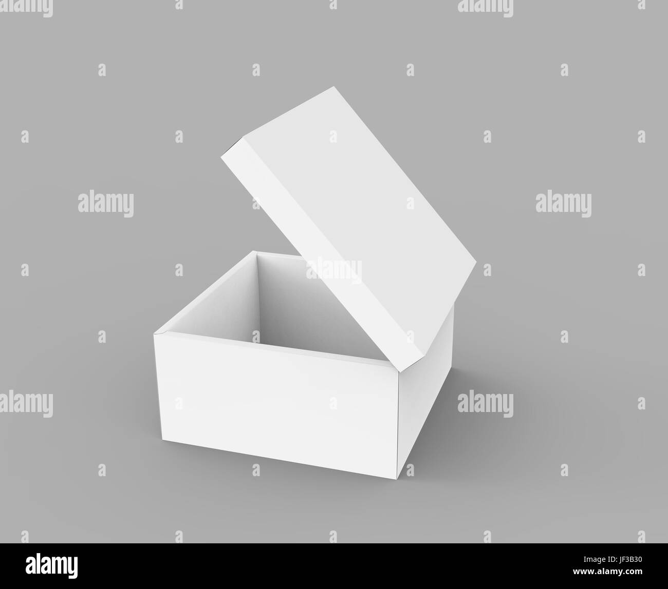 blank left tilt 3d rendering half open box for stage prop use, isolated ...