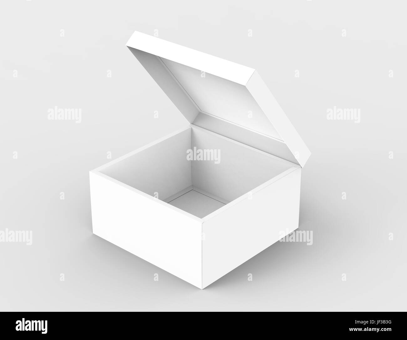 blank left tilt 3d rendering half open box for stage prop use, isolated ...